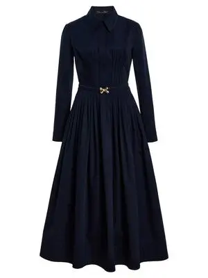 Oscar De La Renta Collared Stretch-twill Midi Dress - Navy