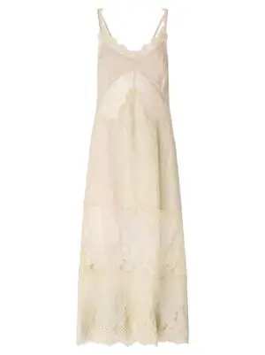 Pinko Lace-trim Floral-print Midi Dress - Neutrals