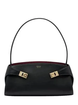 FERRAGAMO Hug East-west Small Leather Shoulder Bag - Black
