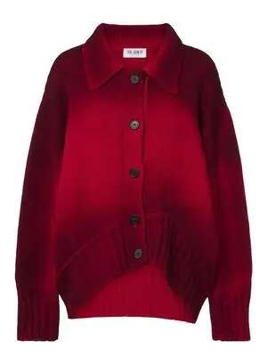 Attico Ombre Oversized Wool And Cashmere Cardigan - Red