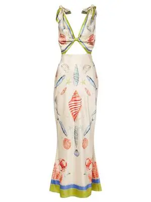 Retrofete Carlotte Printed Silk-blend Satin Maxi Dress - Multicoloured