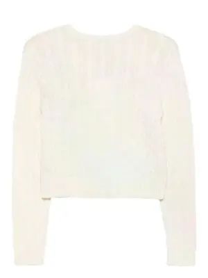 SPORTY & RICH Isao Cable-knit Embroidered-logo Sweater - Neutrals