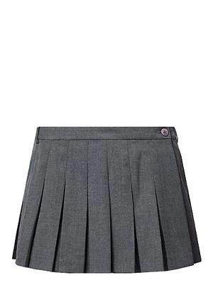 Good American Pleated Woven Mini Skort - Ash