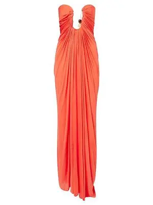 Christopher Esber Helix Crystal Strapless Rayon-blend Gown 10 Paprika