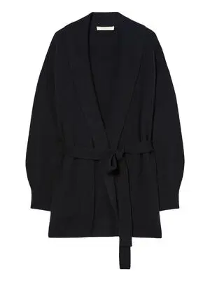 Marina Rinaldi Cashmere Tie-belt Cardigan - Navy