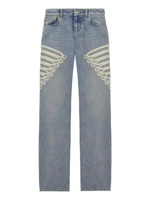 Alexander McQueen Metallic-frogging Straight Jeans - Blue