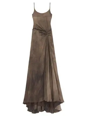 Alexander McQueen Asymmetric Gathered Gown - Brown
