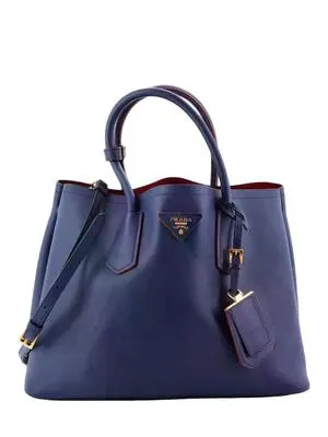 Prada Cuir Double Saffiano Leather Medium Tote Bag Blue