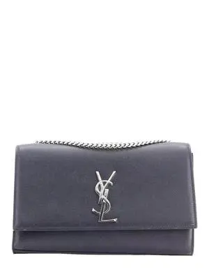 Saint Laurent Monogram Grainy Leather Medium Crossbody Bag - Black