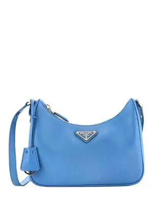 Prada Re-edition Hobo Saffiano Leather Mini Shoulder Bag Blue
