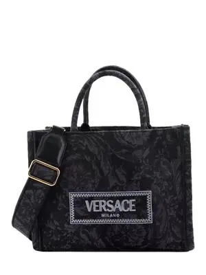 Versace Athena Convertible Barocco Jacquard Small Tote Bag - Black