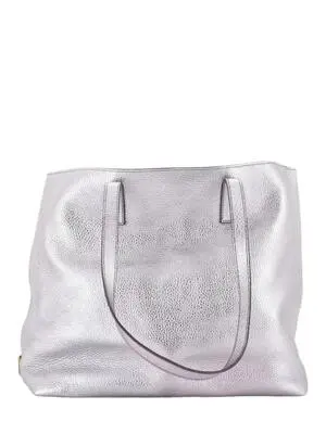 Prada Front Pocket Vitello Daino Medium Tote Bag - Silver