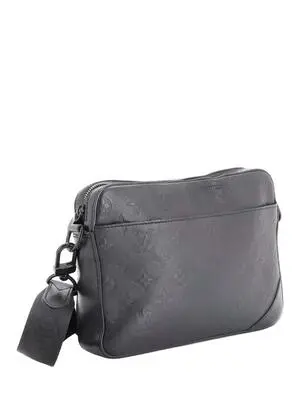 LOUIS VUITTON Duo Messenger Bag Monogram Shadow Leather Crossbody Bag - Black