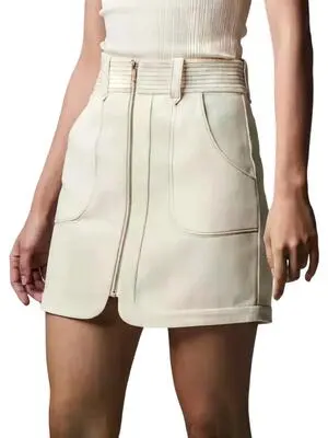 HEVRON Nora Zip-up Patch-pocket Mini Skirt - Neutrals