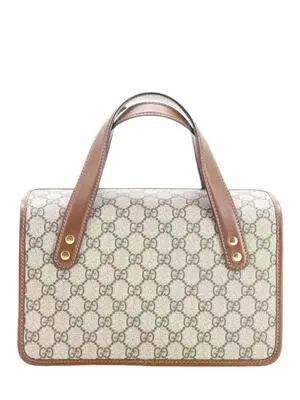 Gucci Horsebit 1955 Boston Bag Gg Coated Canvas Small Satchel - Brown