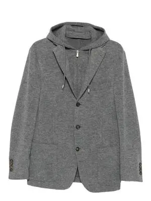 Eleventy Hooded Single-breasted Jacket - Grey