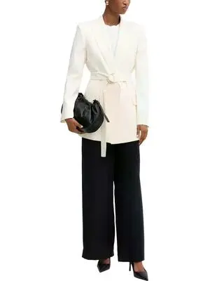 MORGAN Elasticated-waistband Wide-leg Trousers - Blue