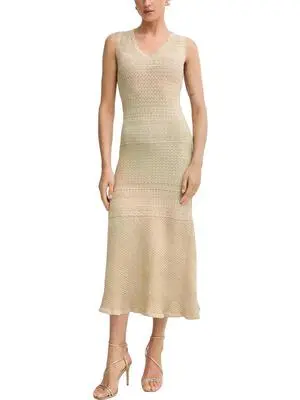 MORGAN Rmilan Scalloped-edge Midi Dress - Neutrals
