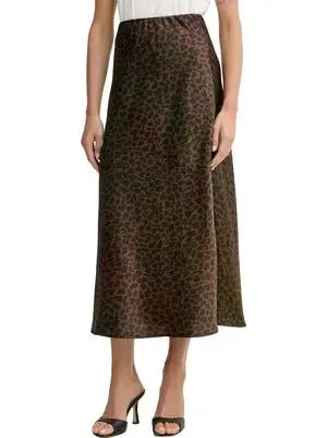 MORGAN Leopard-print Side-slit Skirt - Brown