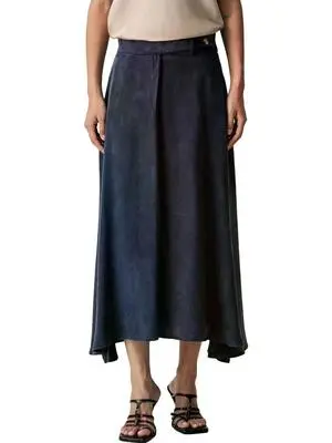 VICOLO A-line Midi Skirt - Blue