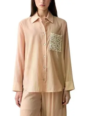 VICOLO Crochet-pocket Shirt - Neutrals