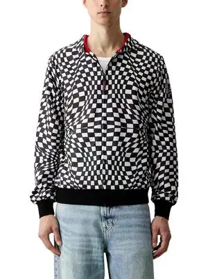 SPRAYGROUND Checkerboard-print Zip-up Hooded Jacket - Black