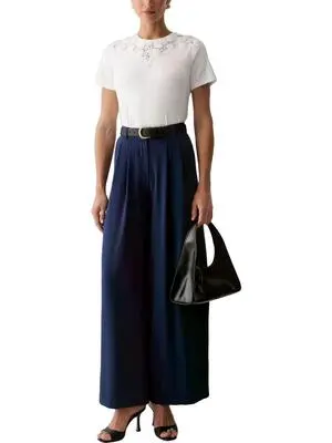 MORGAN Pleated Palazzo Pants - Blue