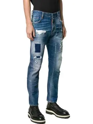 Dsquared2 Distressed Straight Jeans - Blue