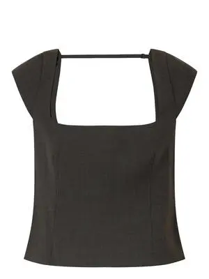 ST. AGNI Open-back Wool-blend Blouse - Gray