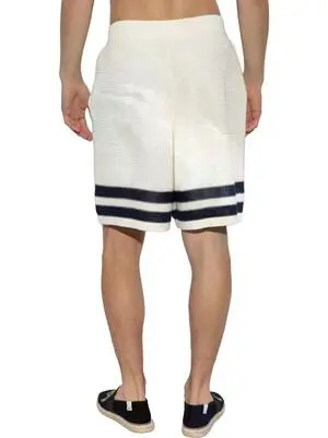 Kenzo Stripe-trim Decorative-weave Shorts - Neutrals