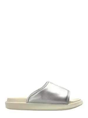 Y3 Logo-print Leather Sandals - Silver