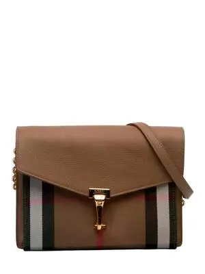 Burberry 2000-2017 Small Leather And House Check Canvas Derby Macken Crossbody Bag - Brown