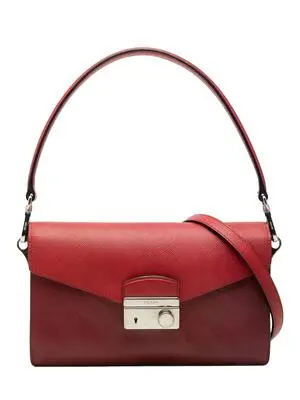 Prada 2013-2026 Mini Saffiano Lux Sound Lock Satchel - Red