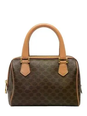 Celine 2014 Mini Macadam Coated Canvas Boston Bag - Brown