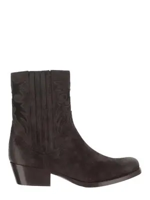 Sartore Decorative-stitching Suede Ankle Boots - Grey