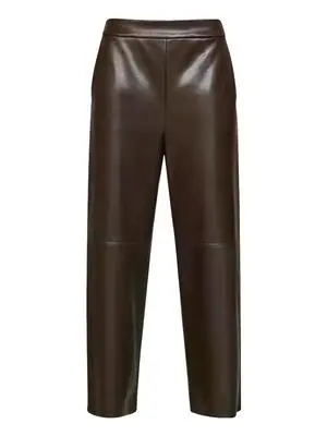 Max Mara Leather-effect Straight-leg Trousers - Brown