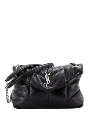 Saint Laurent Loulou Puffer Shoulder Bag Quilted Leather Small Crossbody Bag - Black
