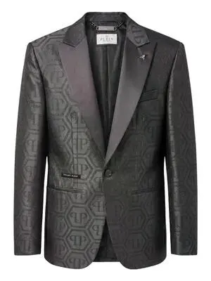 Philipp Plein Jacquard Blazer Regular Fit Monogram - Black