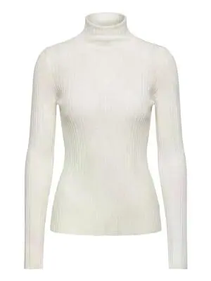 Patrizia Pepe Ribbed Funnel Neck Knit - Neutrals