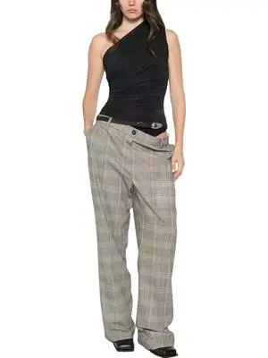 Patrizia Pepe Checked Oversized-waist Trousers - Grey