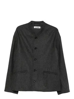 JIL SANDER Band-collar Single-breasted Jacket - Grey