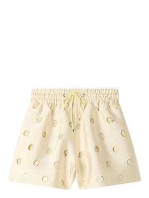 Sandro Embellished Tie-waist Woven Shorts - Vanilla