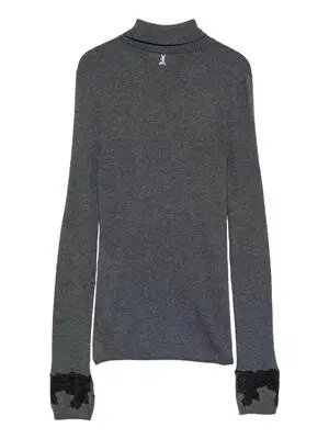 Patrizia Pepe Lace-trim Turtleneck Knit - Grey