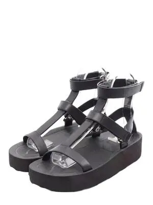 Hermès 2010s Enid Leather Sandals - Black