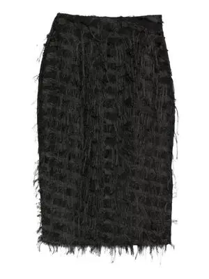Patrizia Pepe Fringe Detail Midi Skirt - Black