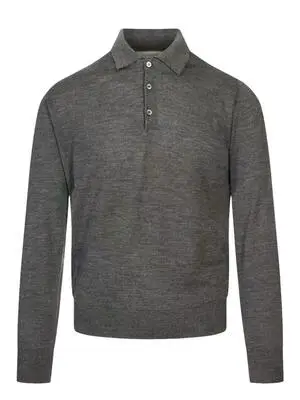 Canali Long-sleeve Polo Shirt - Grey