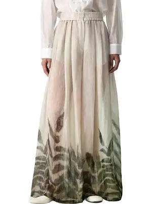 VICOLO Leaf-print Palazzo Pants - Neutrals