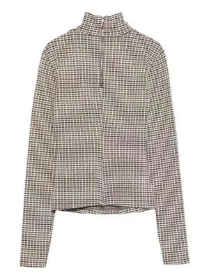 Patrizia Pepe Micro-check High-neck Top - Neutrals