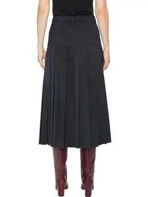 N°21 Pleated Button-detail Midi Skirt - Blue