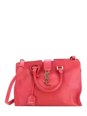 Saint Laurent Classic Y Cabas Leather Small Satchel - Red